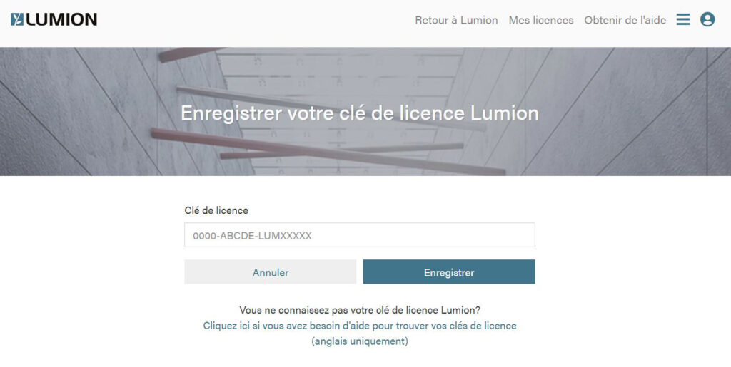 Clé de licence Lumion & Création de compte Lumion